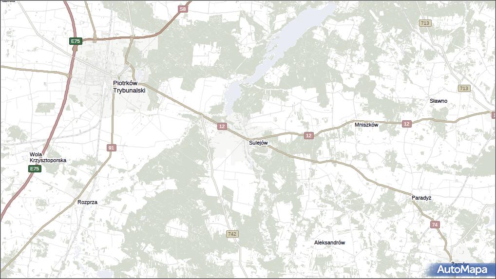 Mapa Sulejów, Sulejów powiat piotrkowski na mapie Targeo